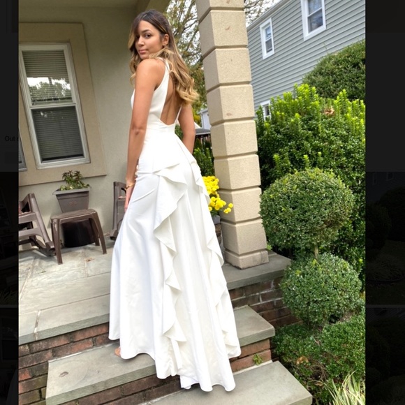 Dresses | Elegant White Long Gown Open Back | Poshmark